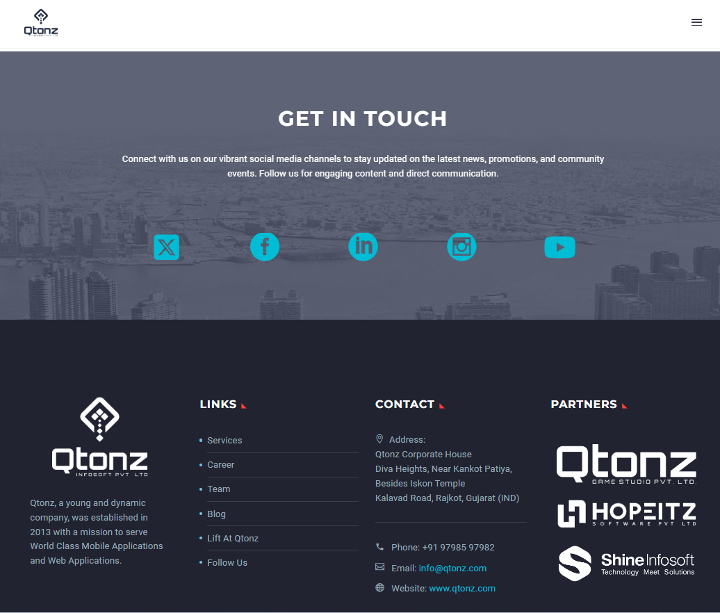 Contact Us | Qtonz Infosoft Pvt. Ltd. - Get in Touch with Our Team